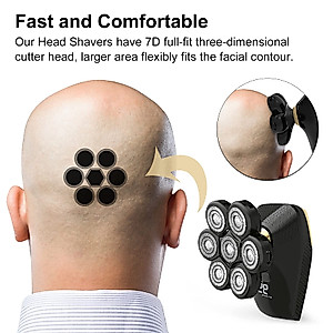 Electric Razor for Men, Electric Razors Waterproof Head Shavers for Bald Men Cordless Rechargeable Electric Shavers for Men with Hair Clipper Beard Nose Ear Hair Trimmer Facial Cleansing