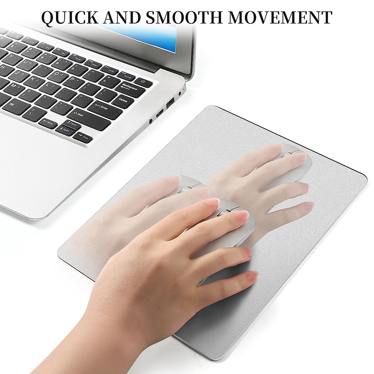 TERRATUTOR Aluminum Mouse Pad with Non-Slip Rubber Base and Micro Sand Blasting Alloy Surface for Fast and Accurate Control | Silver