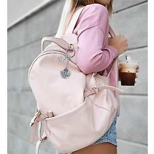 Aqua 79 Sparkly Crown Keychain Charm - Silver 3D Rhinestone Keychain for Women and Men, Metal Alloy Crystal Keychain, Fashionable Keychain Accessory, Bling Keychain for Your Crystal Pouch - 1.6 inch