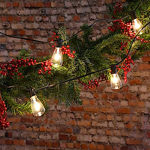 SUNSGNE 25Ft Outdoor String Lights with 27 Edison Bulbs (2 Spare), Waterproof Connectable ST35 String Light for Backyard Porch Balcony Party Decoration, E12 Socket Base, Black Wire