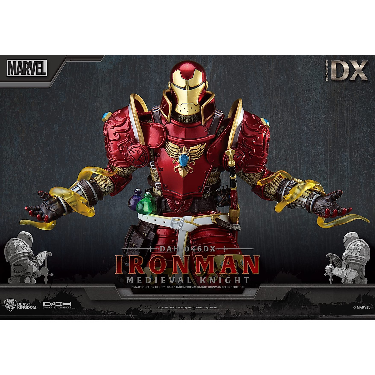 Beast Kingdom Medieval Knight Iron Man (Deluxe Version) DAH-046 Dynamic Action Figure, Multicolor