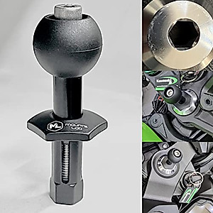 Mounts Lab MotoMount Ninja- Kawasaki Ninja Motorcycle for 12mm Hexagon Hole Mount/Fork stem Base Mount with 1inch(25mm) Ball- Compatible with Phone/Camera/GPS Mount(Adapter), black (ML-Ninja01)