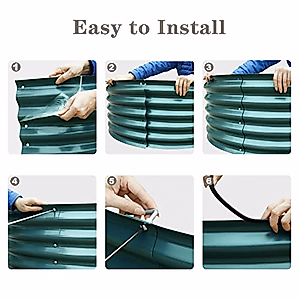 VEGEGA. 2ft X 2ft X 0.66ft Round Raised Garden Bed Kit, Large Zinc-Aluminum-Magnesium Stainless Steel Metal Planter Box, for Planting Outdoor Plants Vegetables, Grey