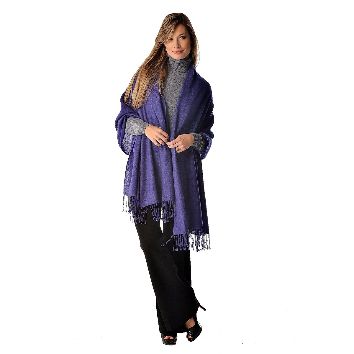 Cashmere Boutique 100% Pure Cashmere Shawl - Soft, Luxury Lightweight, Perfect for Daily Wear or Any Occasion, Long Winter Warm Shawl for Women - Black, 36" x 80"