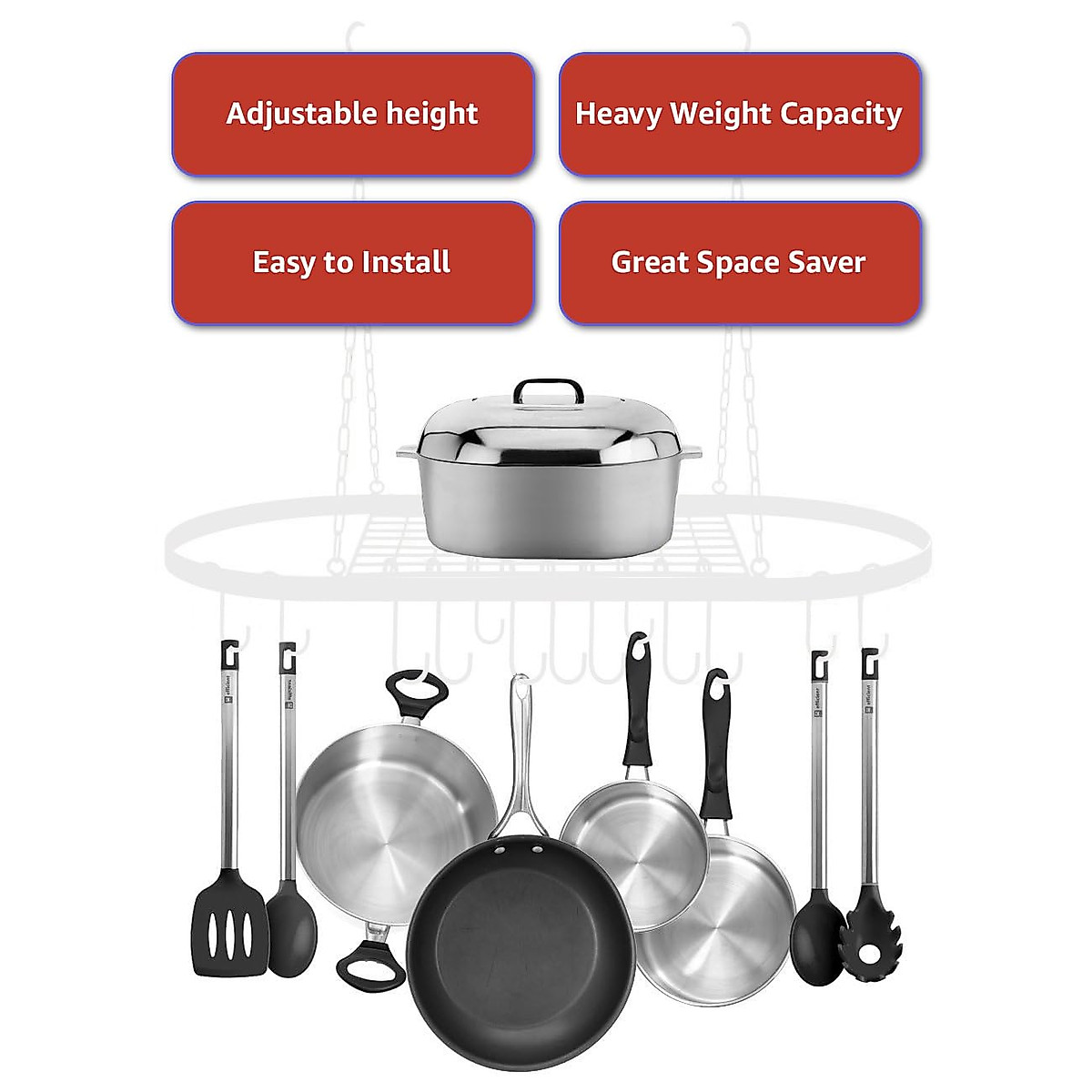 Sorbus Pots and Pan Rack — Decorative Wall Mounted Storage Hanging Rack — Multipurpose Wrought-Iron shelf Organizer for Kitchen Cookware, Utensils, Pans, Books, Bathroom (Wall Rack - Black)