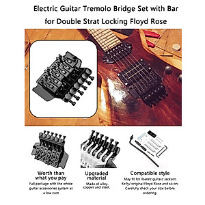 Black Electric Guitar Tremolo Bridge with Bar Double Strat Locking for Floyd Rose Type