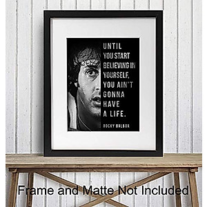 Rocky Poster -8x10 Motivational Wall Art - Inspirational Quotes Decor - Positive Uplifting Gift - Men, Teens, Boys, Sports, Boxing Fan, Entrepreneur - Dorm, Home Office, Bedroom, Living Room