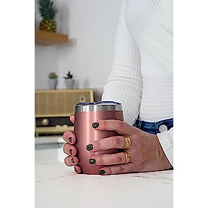 CHILLOUT LIFE 12 oz Stainless Steel Tumbler with Lid & Gift Box | Wine Tumbler Double Wall Vacuum Insulated Travel Tumbler Cup for Coffee, Wine, Cocktails, Ice Cream - Rose Gold Tumbler