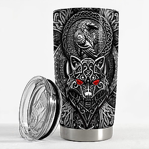 Personalized Wolf Tumblers Viking 20oz 30oz Tumbler with Lid Gift for Men Dad Son Father Husband Christmas Birthday