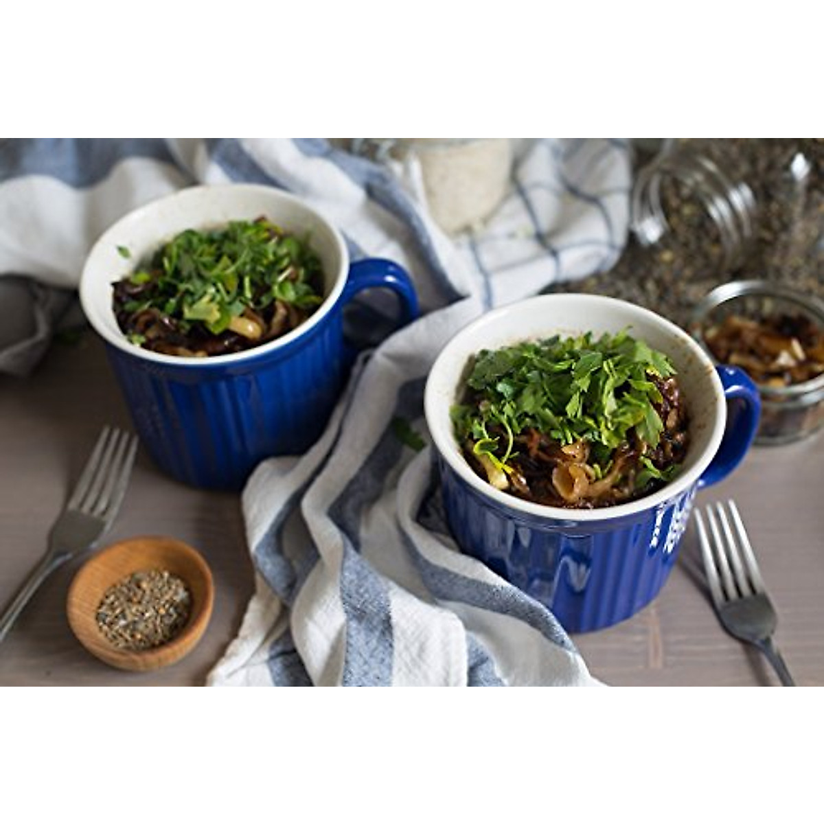 Corningware Pop-Ins 20-OzMug w/ Blue Vented Plastic Cover, Blueberry (Pack of 2)