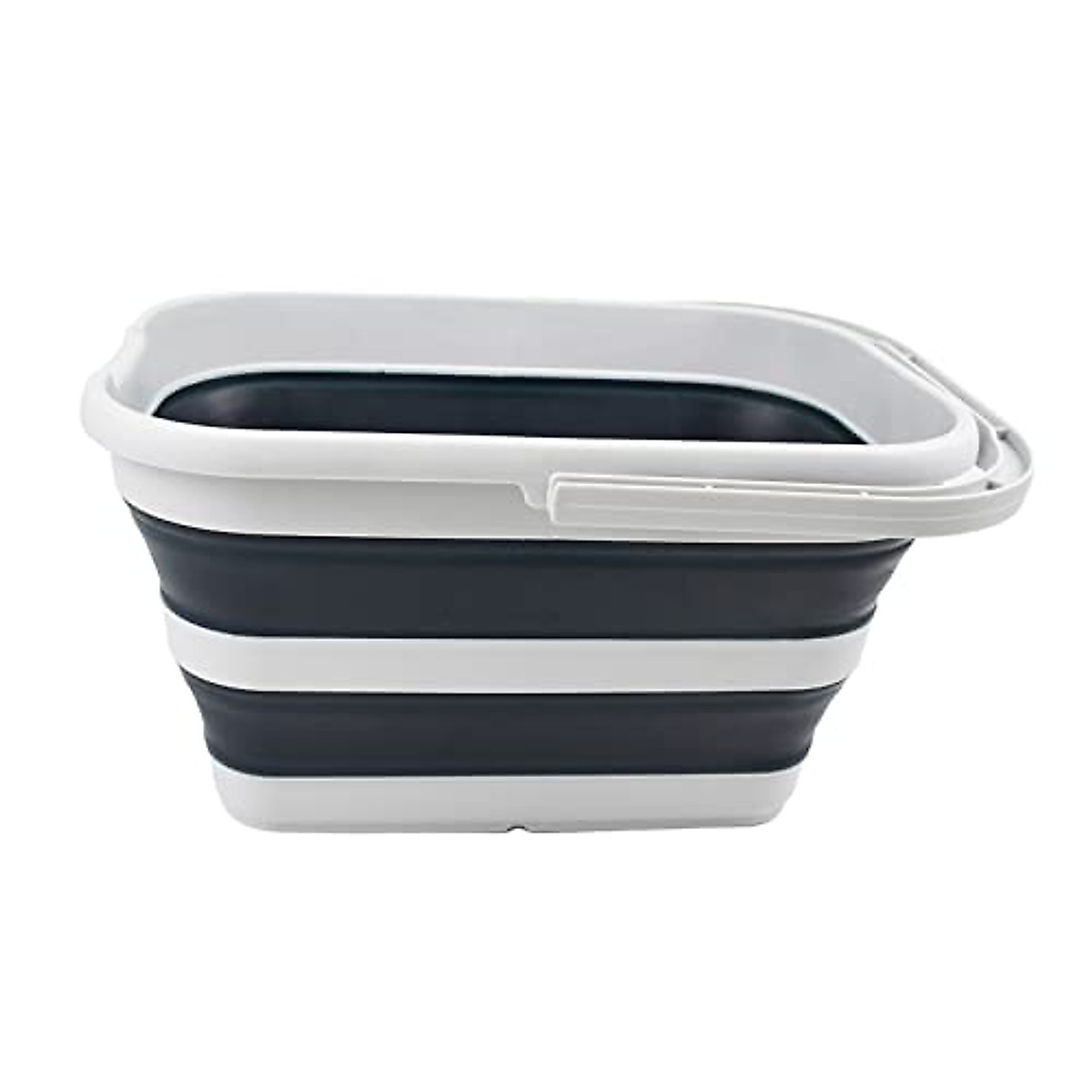 SAMMART 12L (3.1 Gallon) Collapsible Rectangular Handy Basket/Bucket (Grey/Slate Grey)
