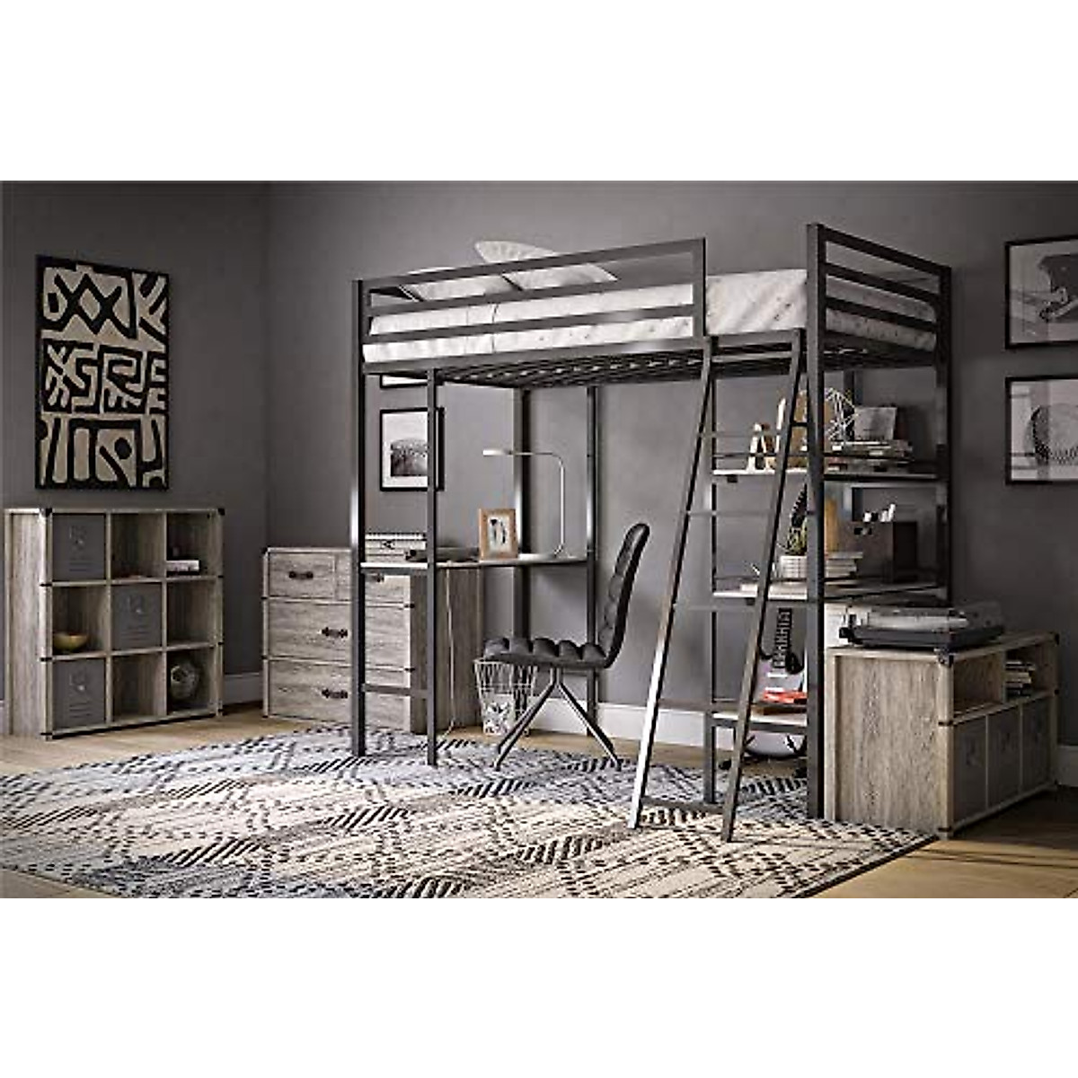 Little Seeds Nova Bedroom Grey Storage Bench, Gray Oak