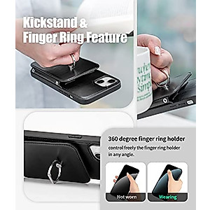 GOOSPERY Rich-Fit iPhone 14 Plus Crossbody Wallet Case for iPhone 14 Plus Case [Strap Included] with Card Holder Lanyard Magnetic Clasp [Kickstand Ring] Heavy Duty Protection, Black