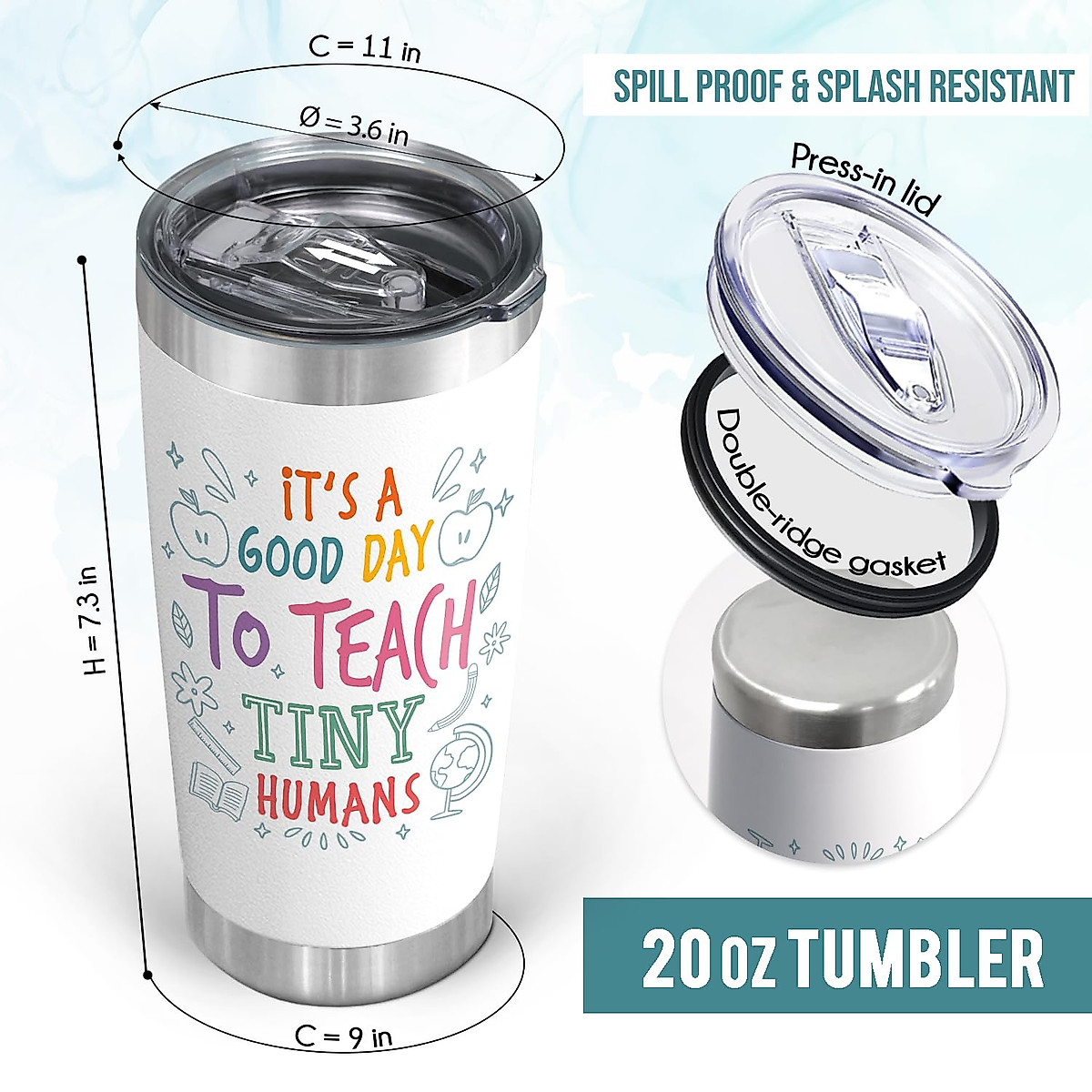 AXIARA Teacher Appreciation Gifts - 20 oz Stainless Steel Insulated Coffee Tumbler with Lid - Teachers Day Graduation Birthday Christmas Thank You Appreciation Gifts For Teacher Women Coworkers