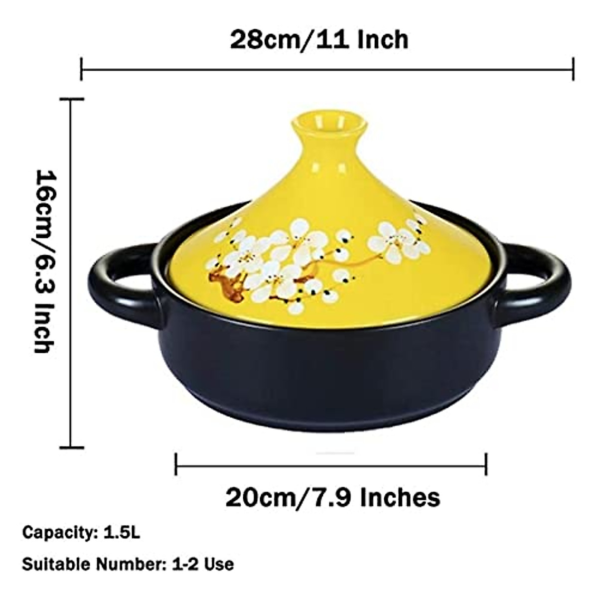 Easy To Clean Clay Ceramics Casseroles Flower Painted Moroccan Tagine PotSlow Cooker For Cooking Healthy Food 22.5.29