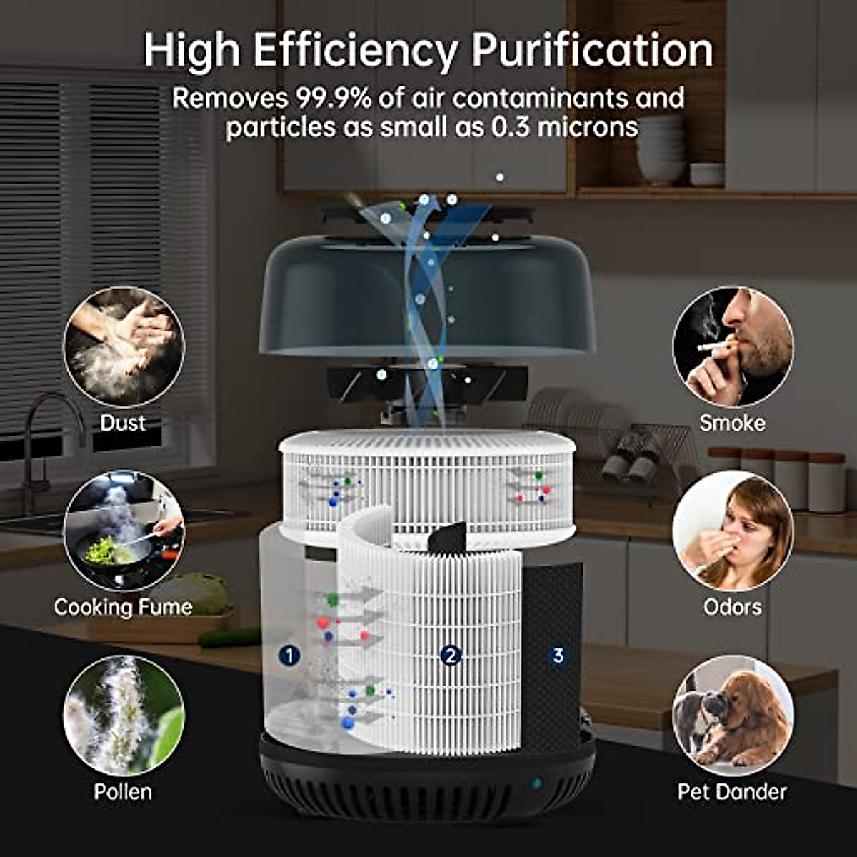 Small Air Purifier, QUEENTY Car Air Purifier Ionizer with True H13 HEPA Filter, USB Quiet Desktop Air Purifiers for Bedroom,Car, Small Room, Pets (Black)
