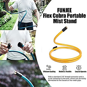 FUNJEE Flex Cobra Portable Mist Stand, Mist Sprinklers for Outdoor Cooling, Patio Misting System, Garden Cooling system, 6.2 FT (1, Yellow)