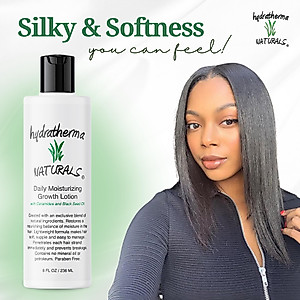Hydratherma Naturals Daily Moisturizing Growth Lotion 12 oz. - For Thick, Curly, Coily, and Wavy Hair - Excellent for Chemically Treated or Natural Hair - Prevents Breakage and Shedding