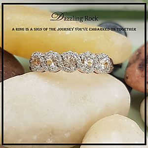 Dazzlingrock Collection Round White Diamond & Morganite Wedding Stackable Band in 10K Rose Gold, Size 7