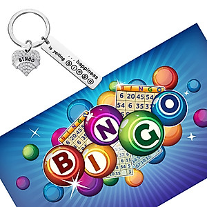 FEELMEM Funny Bingo Gift Happiness is Yelling Bingo Keychain Bingo Players Bingo Lovers Gifts Bingo Winner Gift