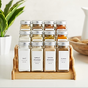 Talented Kitchen 140 Spice Labels Stickers, Preprinted White Minimalist Spice Jar Labels for Herbs Seasonings, Kitchen Spice Rack Pantry Organization, Black Text (Water Resistant)