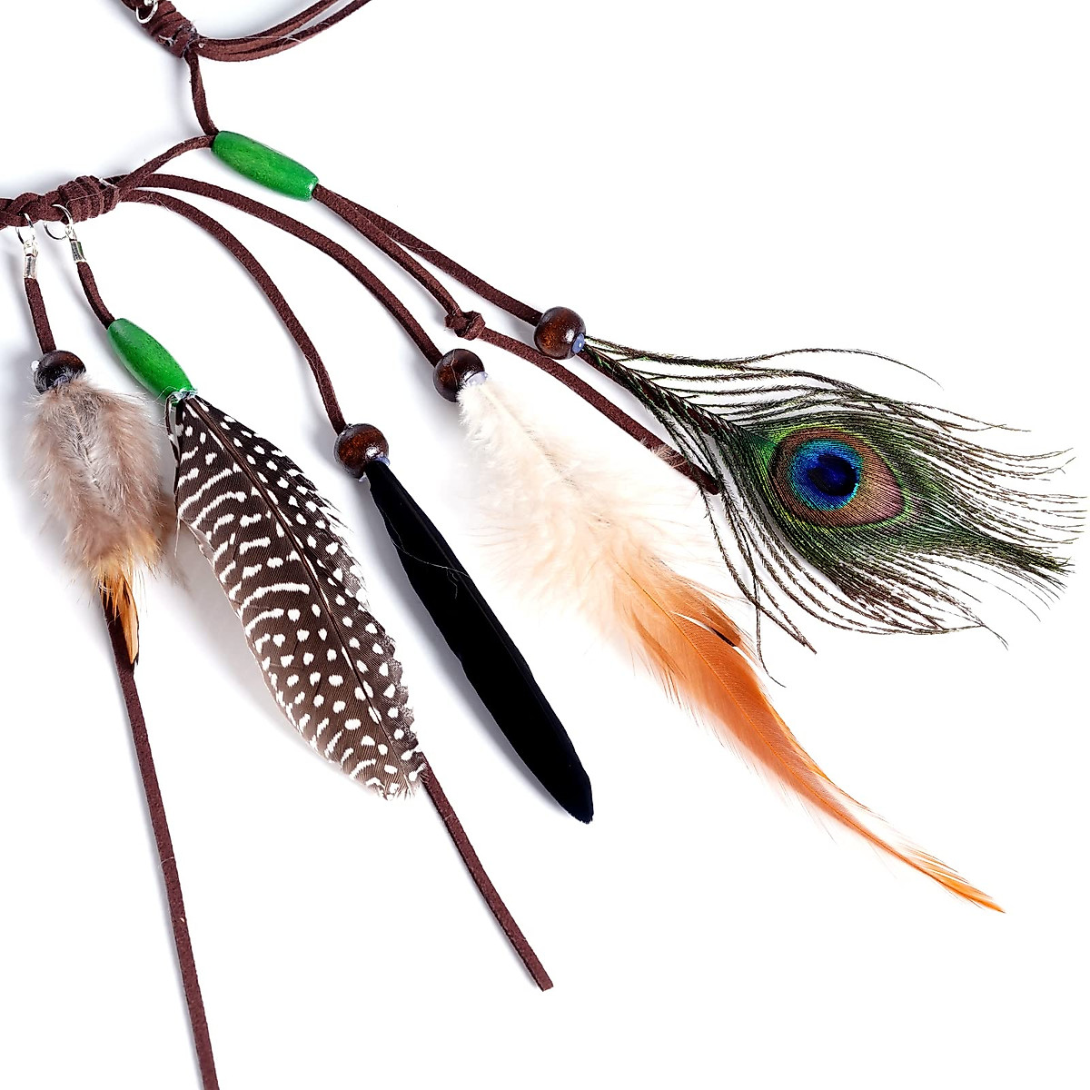 obmwang Indian Feather Headband Boho Feather Headbands Festival Costumes Head Dress with Feathers for Women and Girls