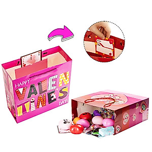 JOYIN 8 Pcs Valentine’s Day Gift Bags with Tissue Paper and Handles,Large Kraft Bags with Pockets for Gift Cards, Goody Bags for Gift Exchange Present Wrapping Party Favor (5X 11.9 X 11.9 inch)