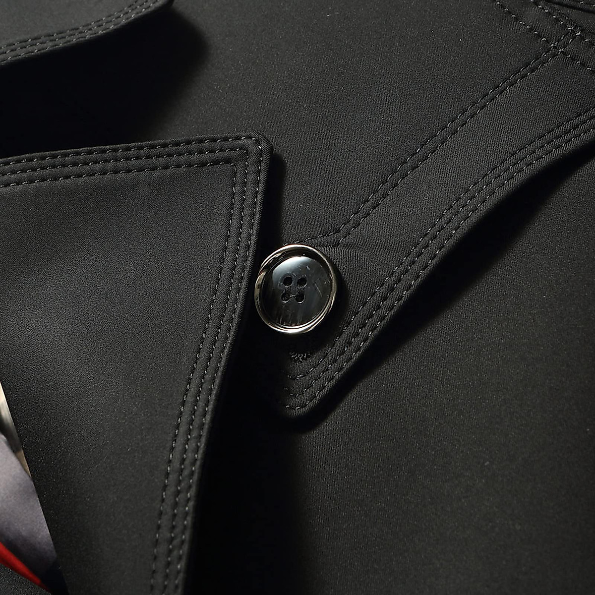 Maiyifu-GJ Men's Casual Double Breasted Trench Coat Casual Slim Windbreaker Jacket Winter Stylish Long Overcoat with Belt (Black,7X-Large)