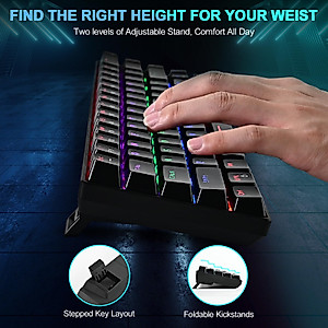 RaceGT Wired Mechanical Gaming Keyboard - 67 Keys Ultra-Compact Mini Keyboard, Wired USB Keyboards, Multi Color RGB Illuminated LED Backlit for PC Gamer Computer Desktop (Black)…
