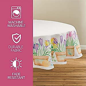 Kadut Easter Tablecloth Round, Easter Bunnies Fabric Table Cloth, 70" Round, for Indoor/Outdoor Use. for Spring, Easter, and Summer Tablecloth.