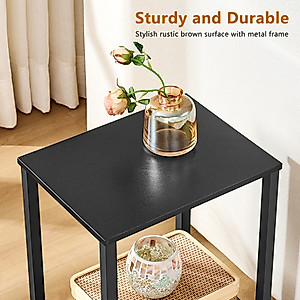 Gewudraw End Table, 2-Tier Narrow Side Table, Small Nightstand, Sofa Table with Storage Shelf for Small Spaces, Living Room, Bedroom, Office, Black
