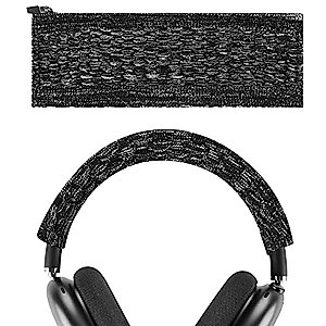 Geekria Knit Fabric Headband Cover, Compatible with AirPod Max Headphones/Headband Cushion Pad Protector, Replacement Repair Part, Easy DIY Installation (Black)