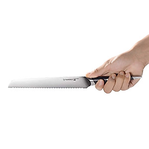 linoroso Serrated Bread Knife for Homemade Bread,Ultra Sharp Forged German High Carbon Stainless Steel Blade(8 inch),Full Tang,Ergonomic Handle- MAKO Series