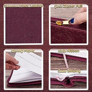 Christian Art Gifts 2024 18 Month Women's Vegan Leather Personal Planner Organizer w/Zipper Closure: Be Still & Know Inspirational Bible Verse, Daily, Weekly, Monthly Planning, Maroon Floral, Large
