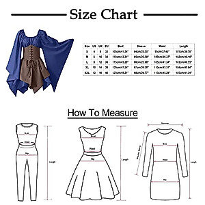 Aniywn Halloween Women Medieval Cosplay Costumes Gothic Retro Dress Plus Size Long Sleeve Corset Dress