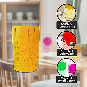 MINUTES GROUP Godinger Highball Glasses- 6pcs Tall Drinking Glasses Beverage Cups, Clear Water Glass with Heavy Weighted Base, Perfect for Juice Wine Beer Cocktails Whiskey and Mixed Drinks