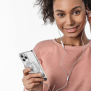 Magnetic Phone Ring Holder for magsafe,DATIMIRA Glitter Magnetic Grip Compatible with iPhone 15 14 13 12 Pro max,Pro,Plus,Mini Mag Safe Accessories,Adjustable Kickstand Wireless Charging,Silver