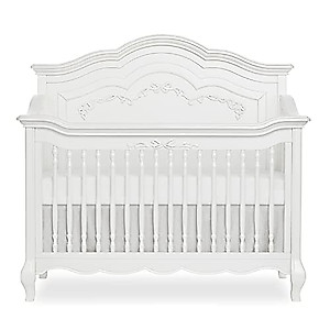 Evolur Aurora Deluxe Edition 5 in 1 Curved Convertible Crib I Fairytale Nursery, Frost, 58x32x54 Inch (Pack of 1)