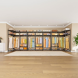 VIPEK L30 Garment Rack, Heavy Duty Corner Clothes Rack, L Shaped Corner Closet System with Adjustable Shelves & Hanging Rods, Freestanding Corner Wardrobe Portable Closet for Hanging Clothes