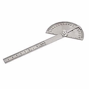uxcell Metal Protractor 180 Degrees Round Head Angle Finder 100mm Swing Arm for Woodworking Drawing