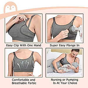 Pumping Bra, Momcozy Hands Free Pumping Bras for Women 2 Pack Supportive Comfortable All Day Wear Pumping and Nursing Bra in One Holding Breast Pump for Spectra S2, Bellababy, Medela