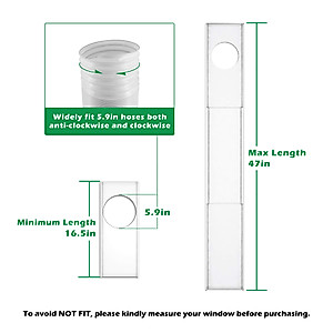 Forestchill Portable Air Conditioner Window Seal Plates Kit for 5.9" Diameter Exhaust Hose, Universal AC Vent Kit for Sliding Windows and Hung Windows, Adjustable Length Sealing Panels for Mobile A/C