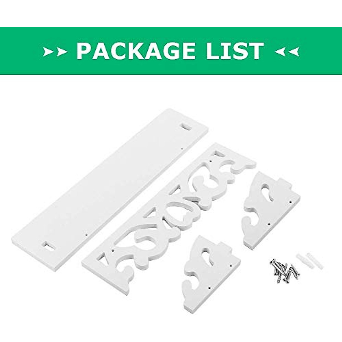 GOTOTOP Floating Shelf White Wall Mounted, Modern Wooden Wood Wall Shelf Carved Cutout Design Storage Rack Chic Filigree Style for Home, Living Room, Bedding Room, Study, Kids Room, Office