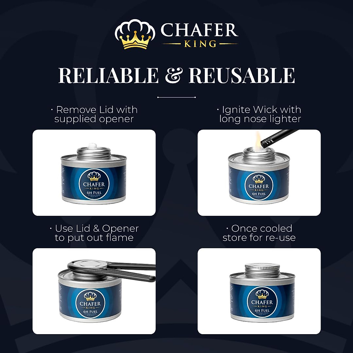 Chafer King - 15 Pack (for Price of 12) - 6 Hour Chafing Fuel Cans, Food Warmers for Parties, Chafing Dish, Buffet Set,