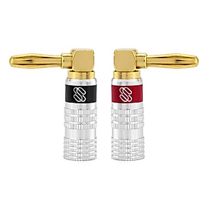 Sewell Silverback Right Angle Banana Plugs, 12 Pairs Quick Connect Gold Plated Speaker Plugs 90 Degree