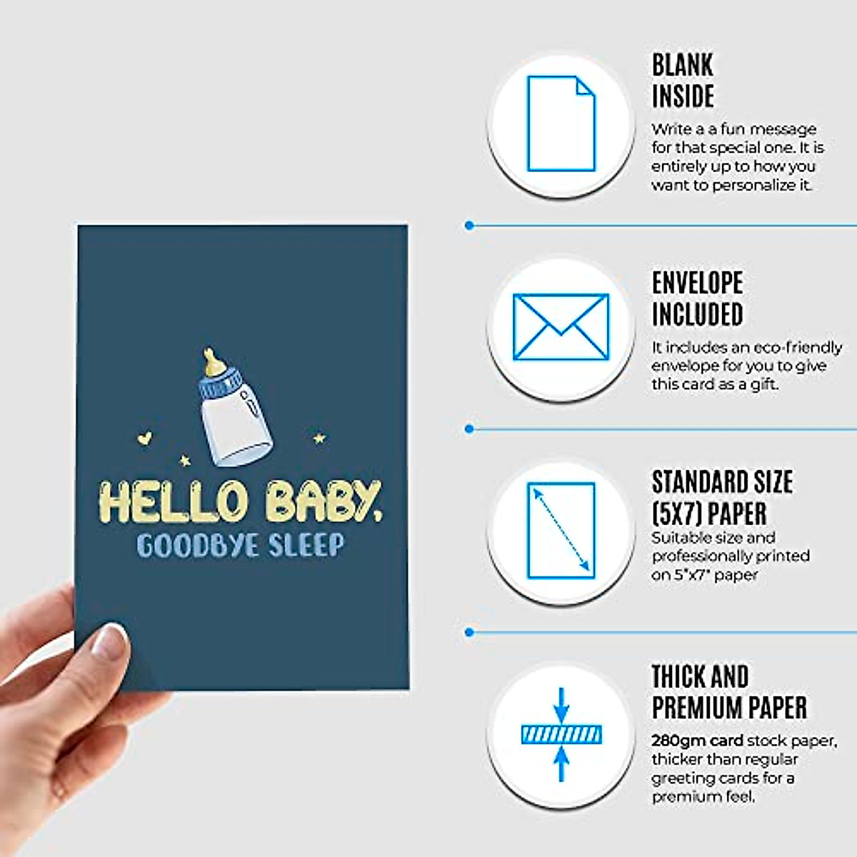 Funny new baby card with envelope | Joke card for parents to be | Congratulatory card for pregnancy reveal for mom, dad. | Baby shower congratulations present