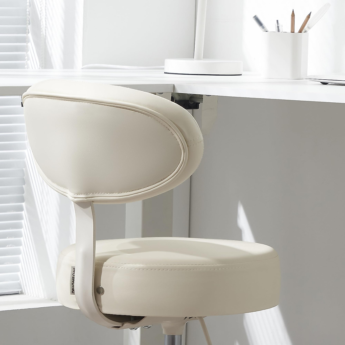 DR.LOMILOMI Swivel Rolling Hydraulic Height Adjustable Stool 503 for Clinic Nursing Spas Beauty Salons Dentists Home Office (Standard, with Backrest, Black)