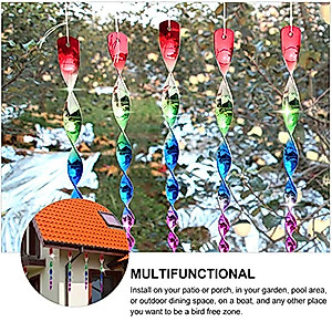 YARDWE 10pcs Bird Rods Gradient Colored Wind Hanging Reflective Scare Spiral Rods Keep Birds Away from Garden House Farm