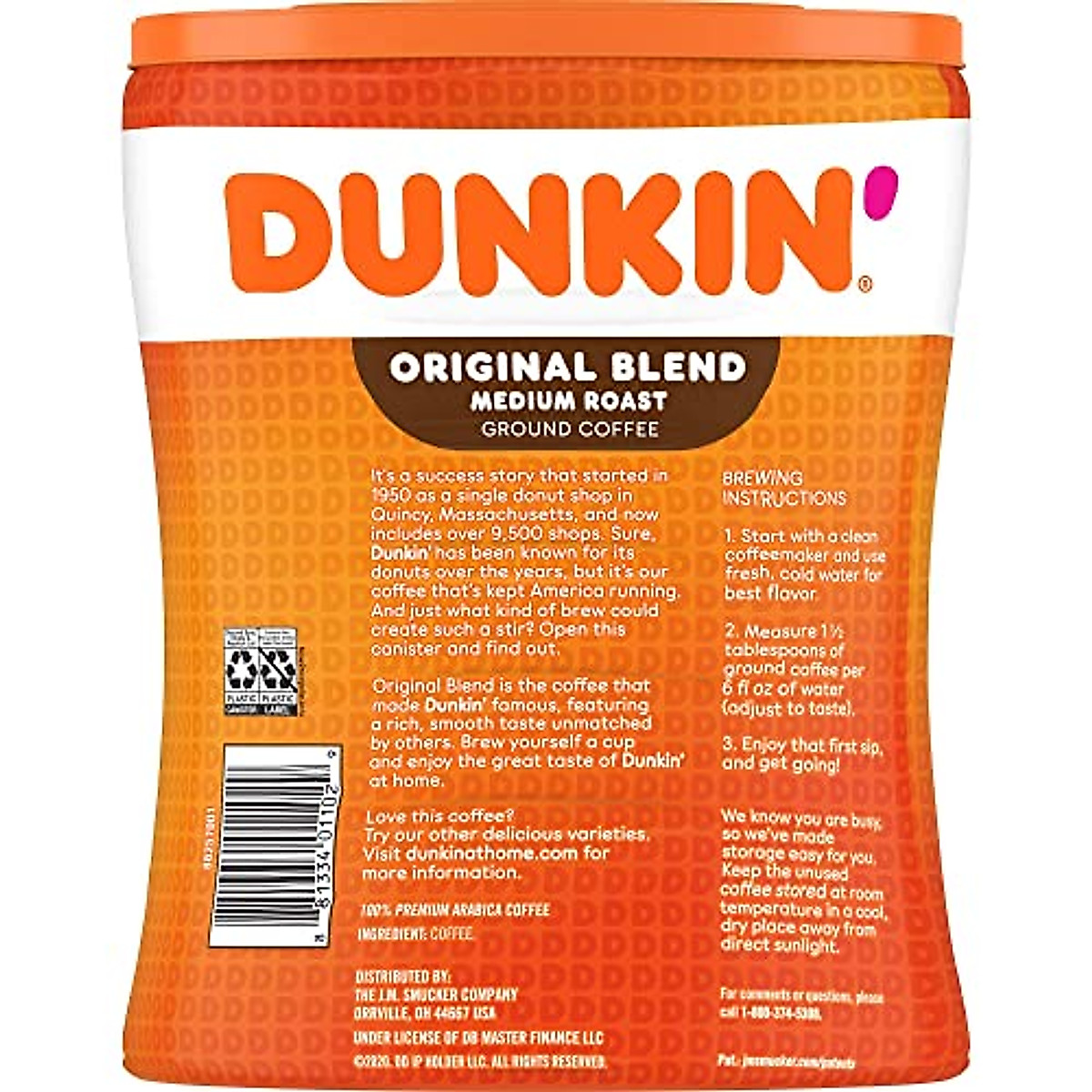 Dunkin' Original Blend Medium Roast Ground Coffee, 30 Ounce