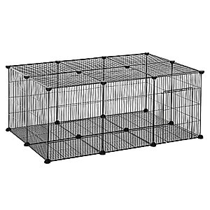 PawHut Pet Playpen Small Animal Cage 22 Panels Portable Metal Wire Yard Fence with Door for Rabbit Chinchilla Hedgehog Guinea Pig